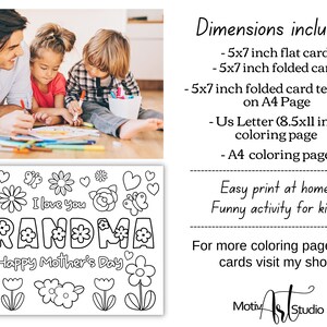 Printable Grandma Mothers Day Coloring Card for Kids. Mothers Day DIY ...