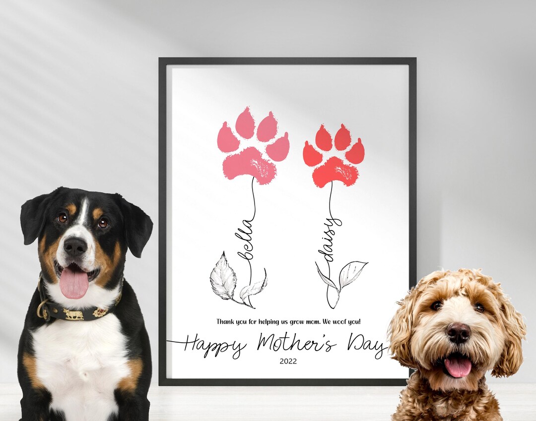 Personalized Dog Mom Mothers Day Paw Print Gift From Dog. Printable ...