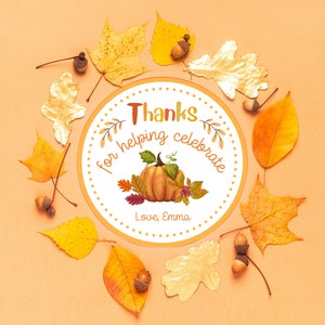 Editable Fall Birthday Party Thank You Tags Template. Printable Round ...