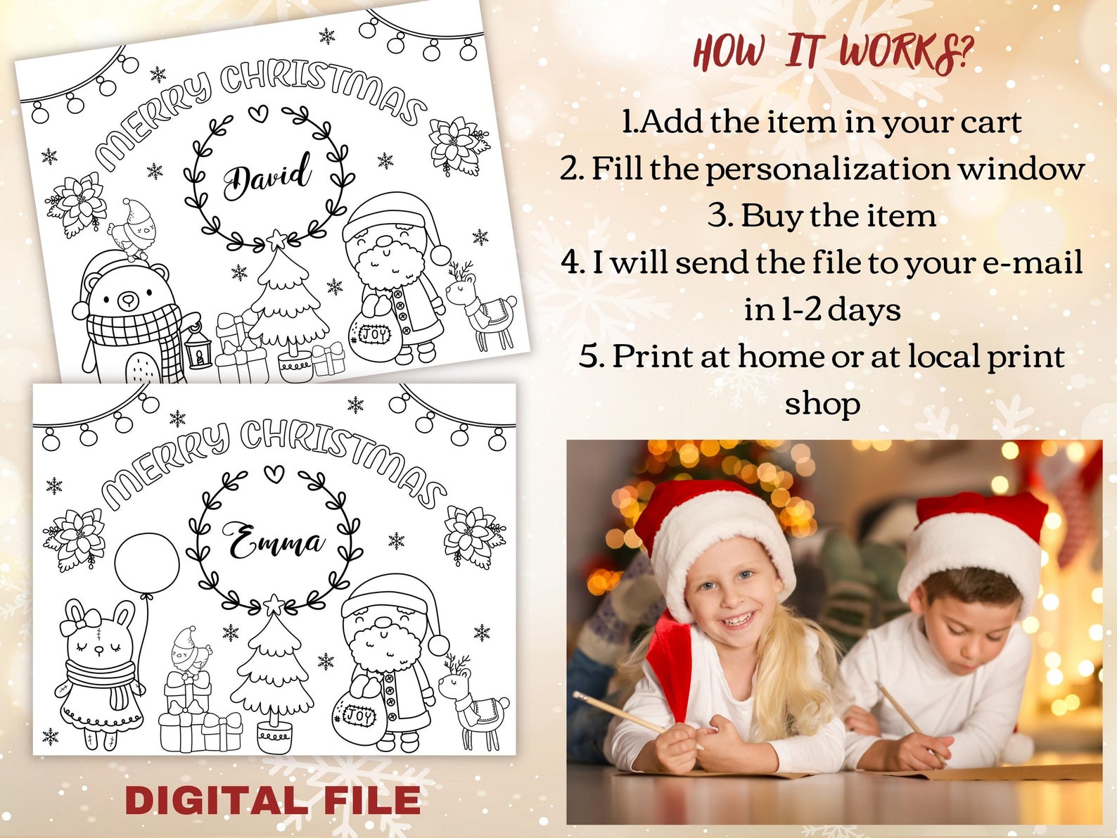 Personalized Christmas Coloring Placemats. Personalized - Etsy