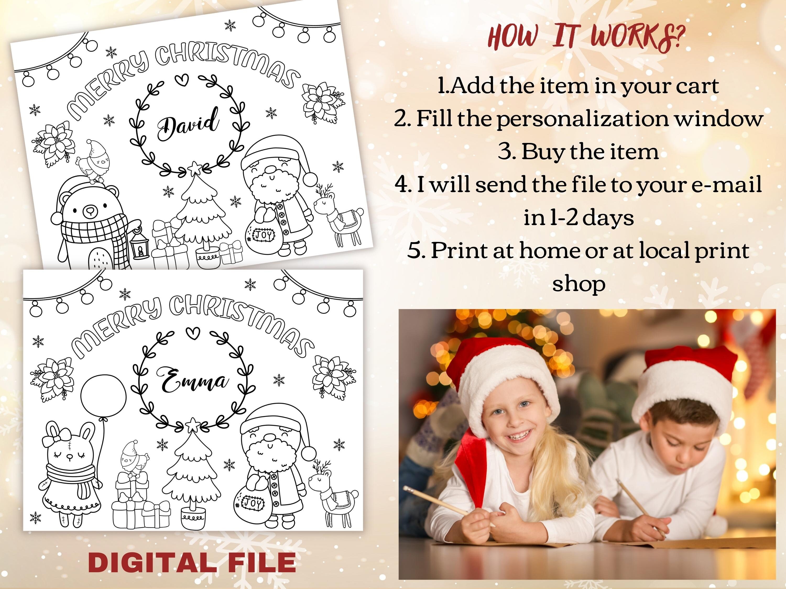 Personalized Christmas Coloring Placemats. Personalized - Etsy