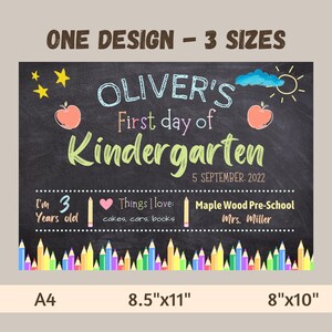 First Day of Kindergarten Editable Template. Back to School Sign. First ...