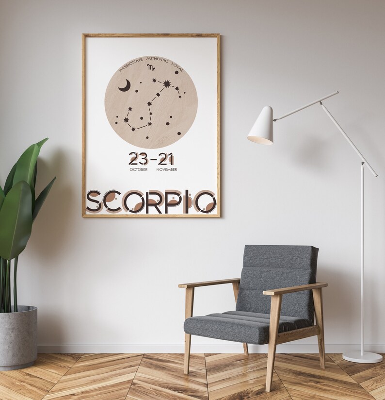 Scorpio Printable Zodiac Sign Poster. Digital DOWNLOAD Scorpio | Etsy