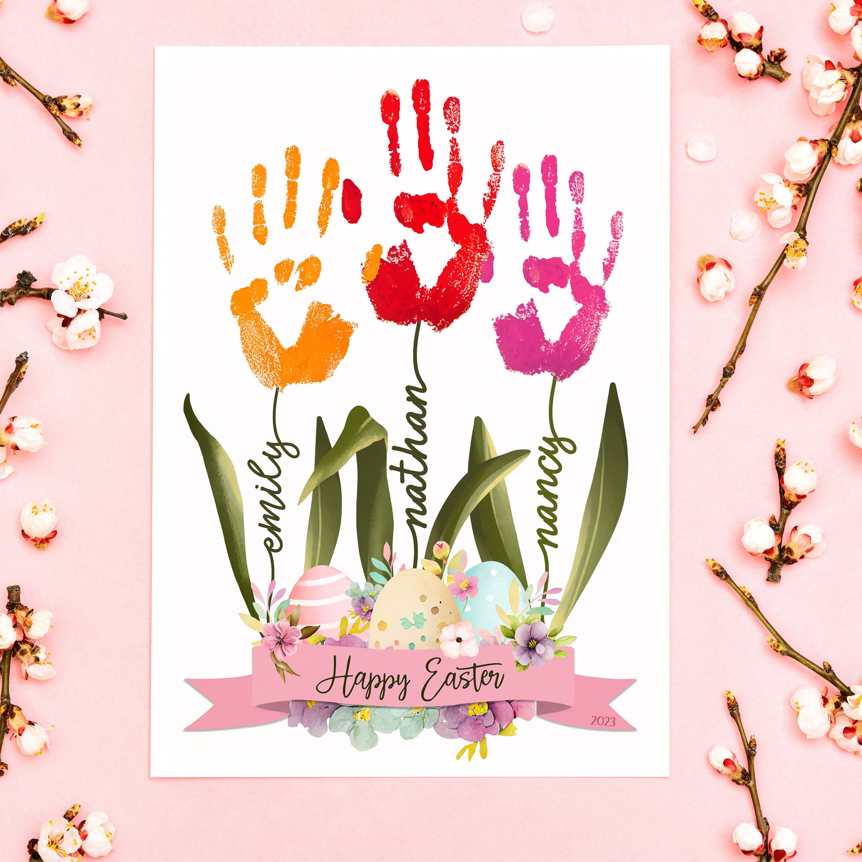 Personalized Easter Handprint Art. Printable Easter Craft for Kids ...