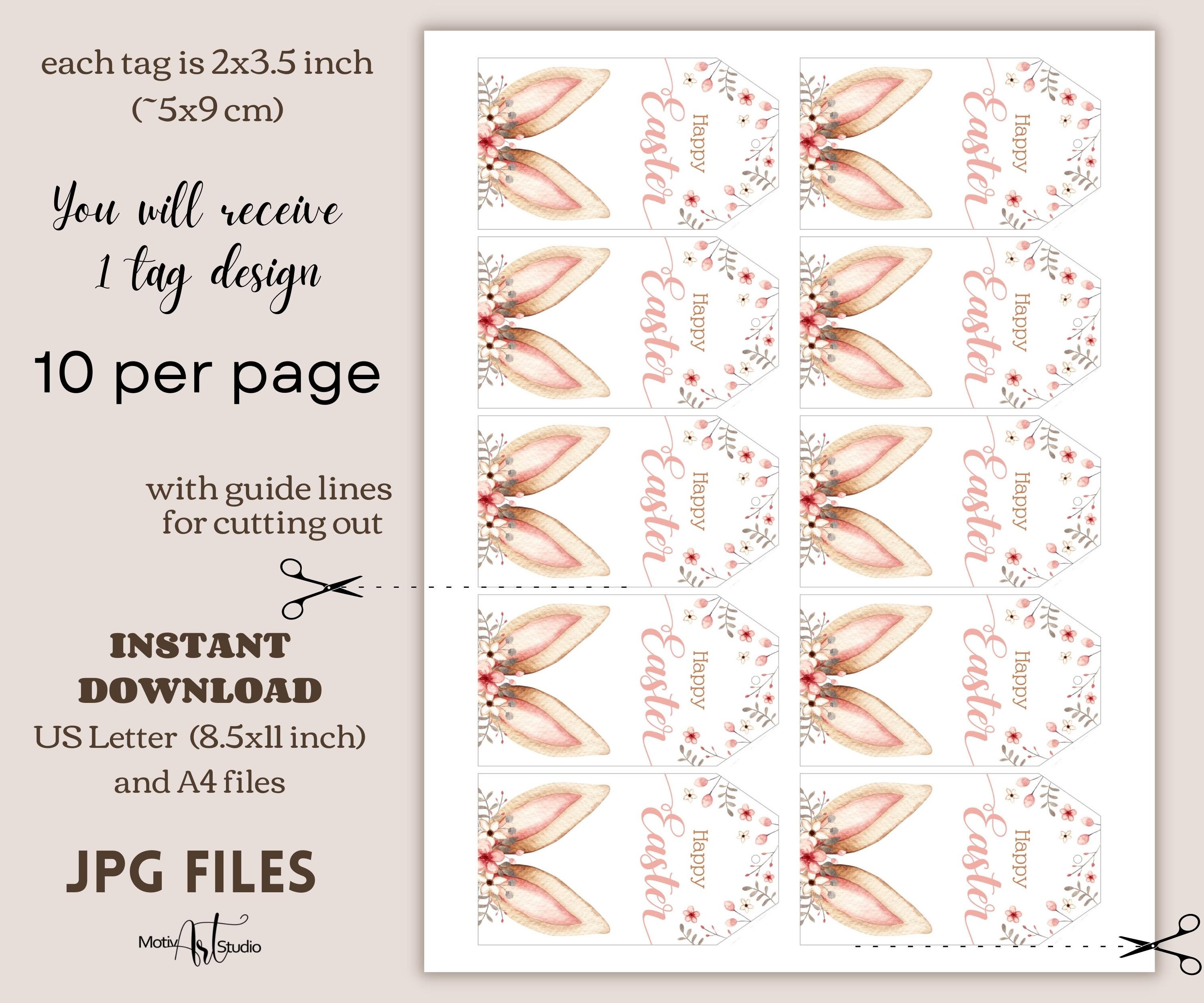 Easter Bunny Ears Printable Easter Gift Tags. Cute Easter - Etsy