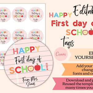 Back to School Teacher Gift Tags Printable. Happy First Day of School ...