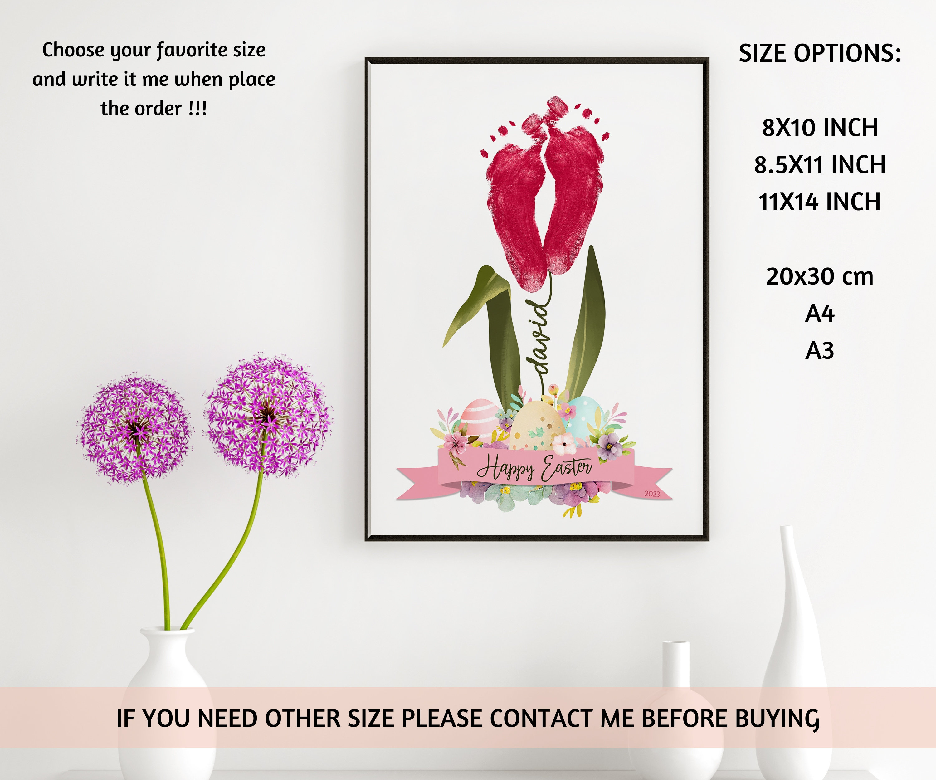 Personalized Easter Handprint Art Gift. Printable Easter Craft for Kids ...