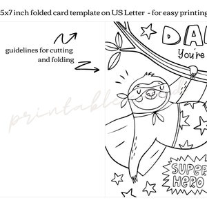 Super Hero Dad Coloring Card. Dad Birthday or Fathers Day Coloring Card ...