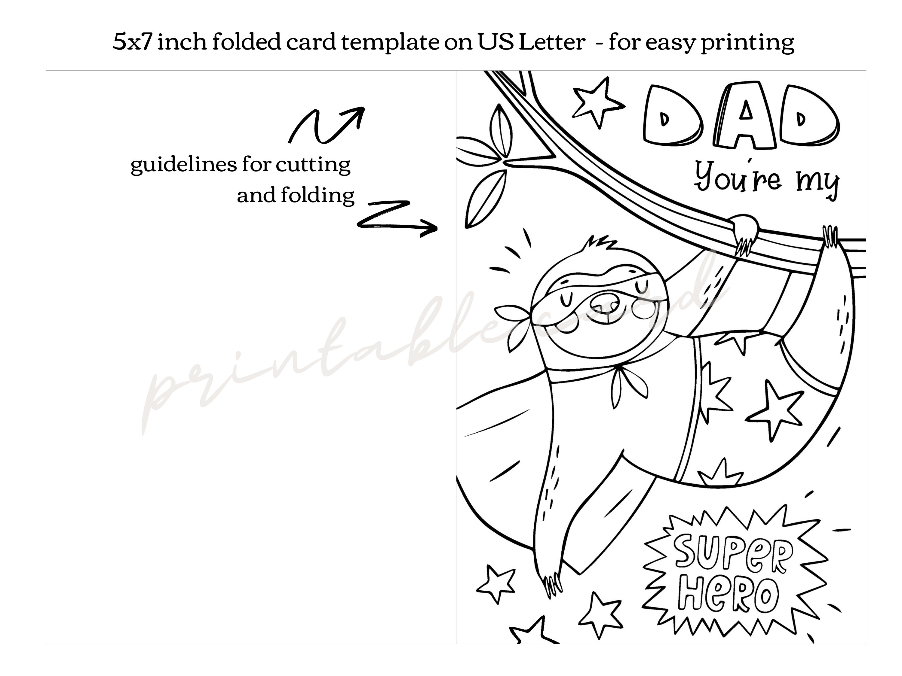 Super Hero Dad Coloring Card. Dad Birthday or Fathers Day - Etsy