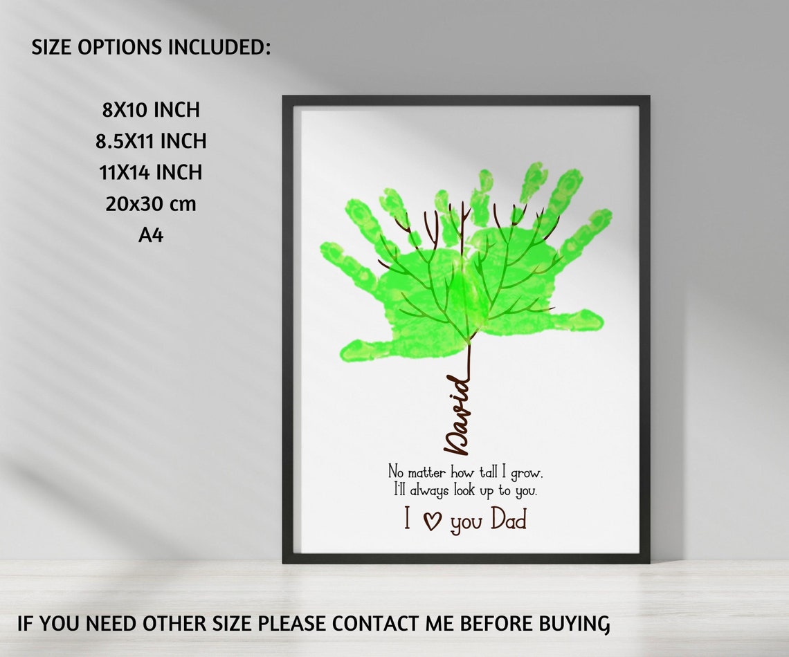 Personalized Handprint Tree Gift for Dad, Custom DIY Keepsake (digital ...
