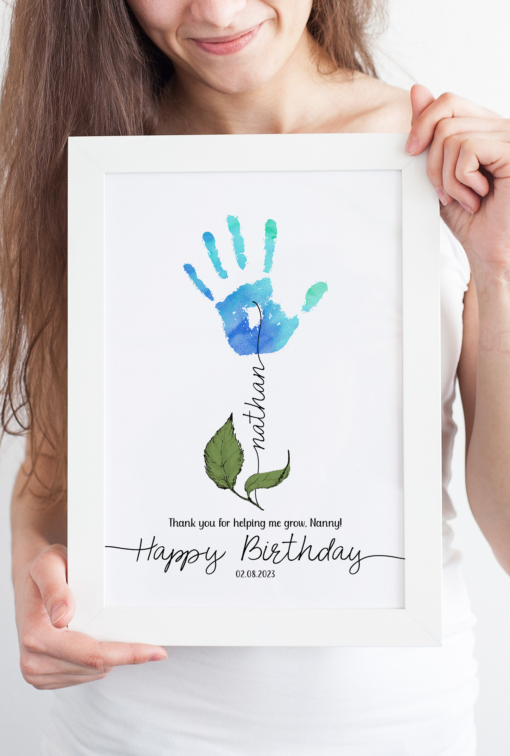 Personalized Mom Birthday Gift, Mother's Day Gift | Flower Handprint ...