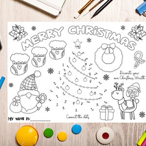 Kids Christmas Coloring Placemat. Christmas Printable Placemat for Kids ...