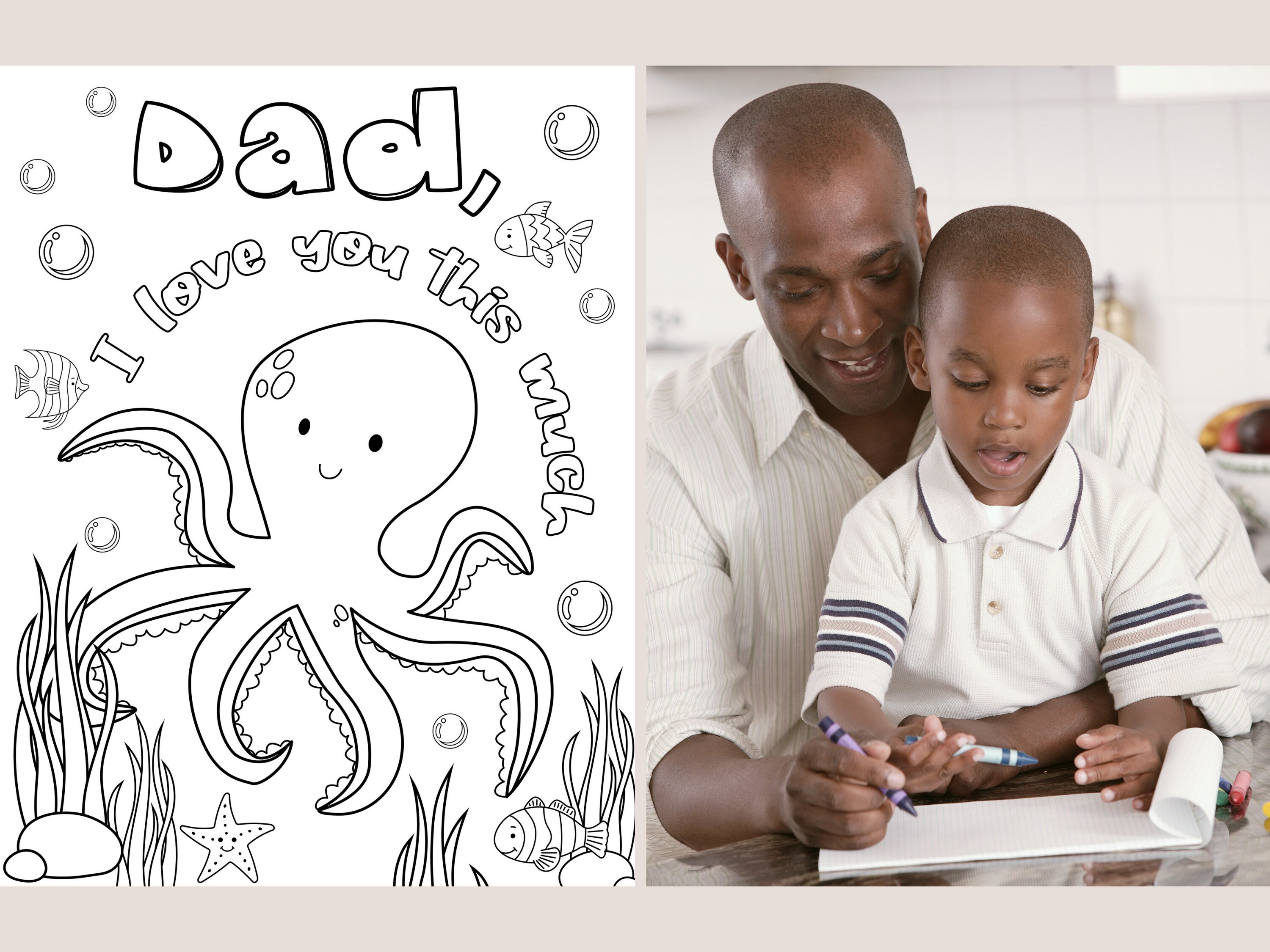 Dad Birthday Coloring Printable Card for Kids. Fathers Day - Etsy