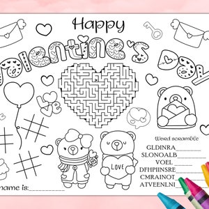 10 Valentine's Day Coloring and Activity Pages Mega Bundle. Kids ...