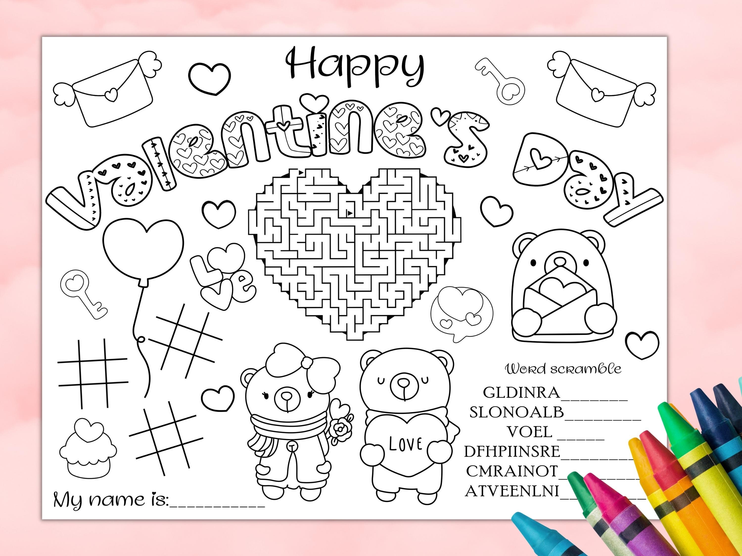 10 Valentine's Day Coloring and Activity Pages Mega | Etsy