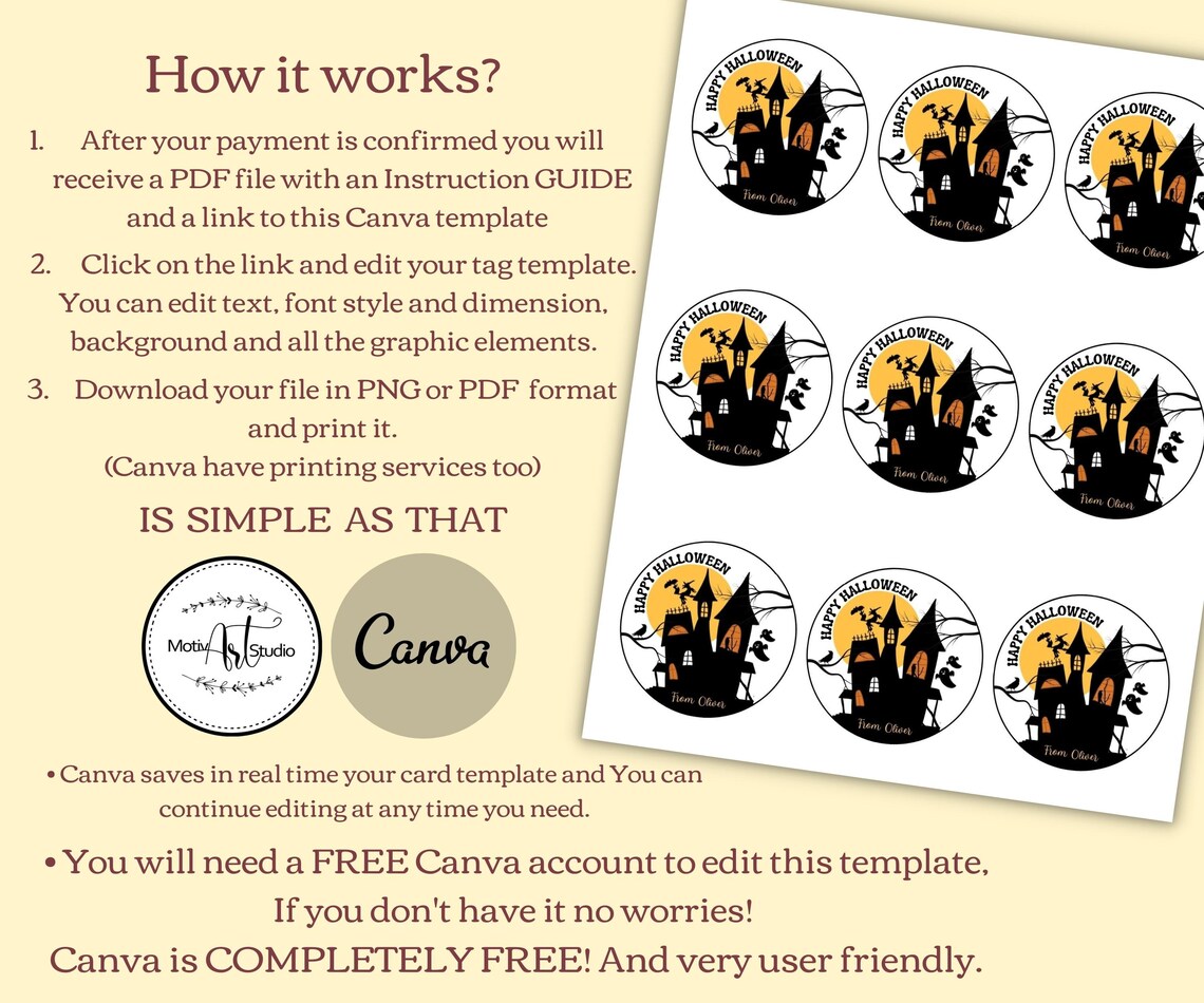 Editable Halloween Gift Tags Template. Printable Round Happy - Etsy