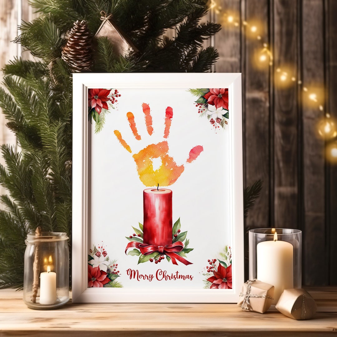 Christmas Handprint Art Instant Download. Printable Christmas Candle ...