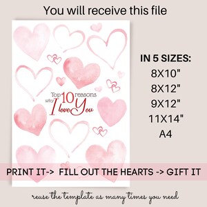 Top 10 Reasons Why I LOVE YOU Valentine's Day Gift. Printable ...