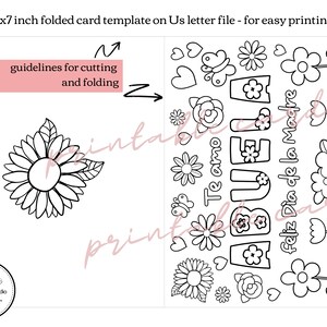 Printable Spanish Mother's Day Coloring Card for Abuela. Feliz Dia De ...