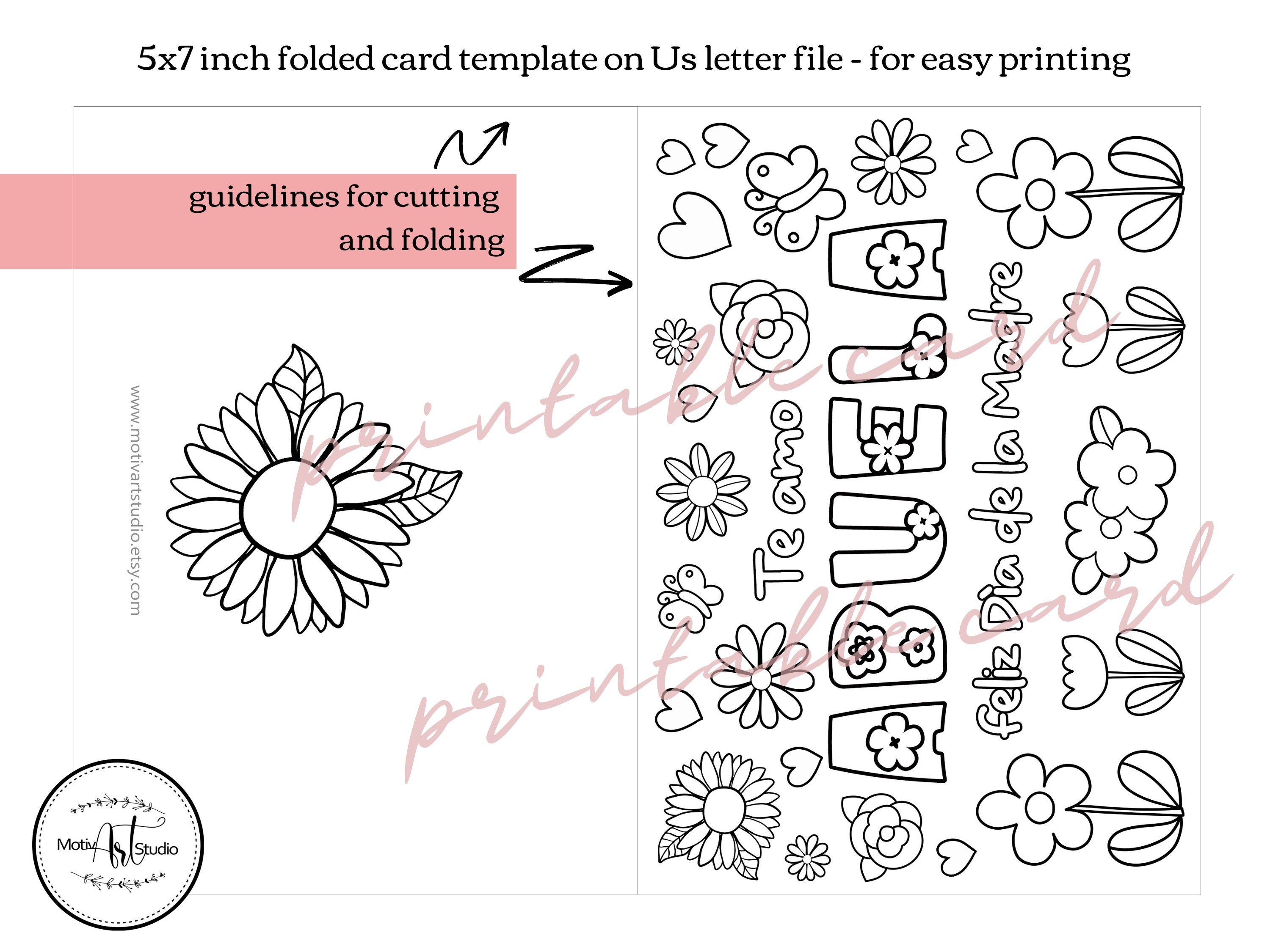 Printable Spanish Mother's Day Coloring Card for Abuela. Feliz Dia De ...