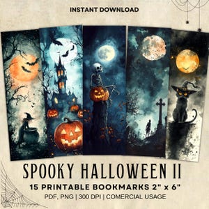 15 Printable Halloween Bookmarks. Spooky Halloween Bookmark Set Instant ...