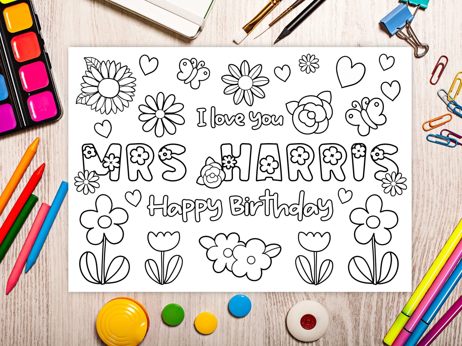 Custom Coloring Birthday Card for Kids. Personalized Birthday Card With ...