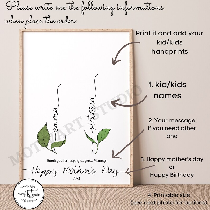 Personalized Mothers Day Handprint Art. Handprint Gift From - Etsy