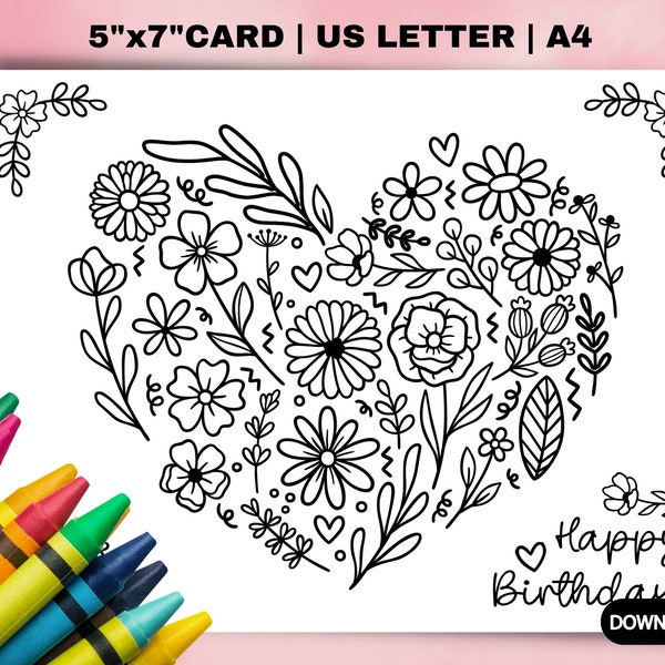 Mom Birthday Coloring Card - Etsy