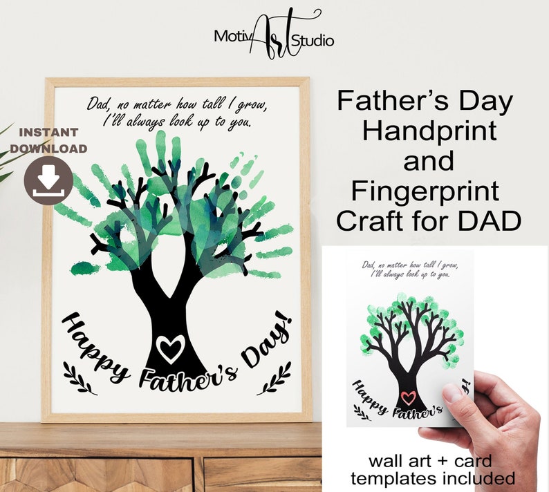 Printable Fathers Day Handprint Gift From Kids. Fingerprint - Etsy