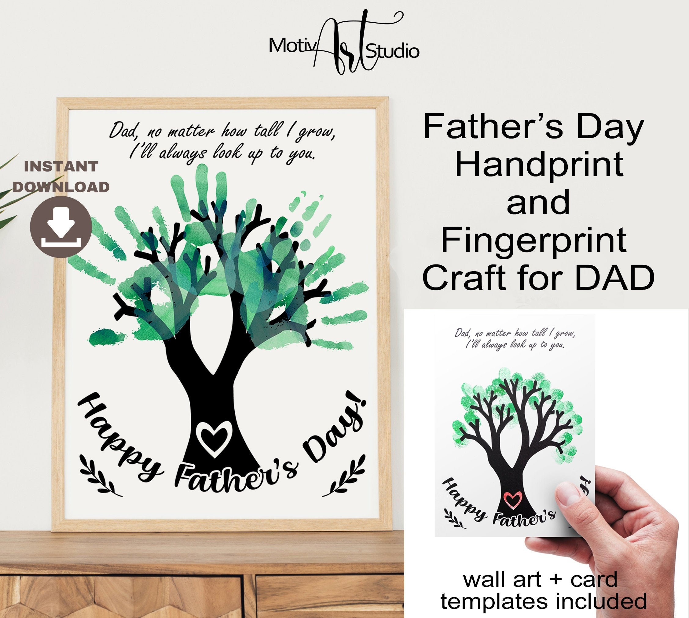 Printable Fathers Day Handprint Gift From Kids. Fingerprint - Etsy
