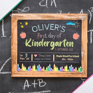 First Day of Kindergarten Editable Template. Back to School Sign. First ...