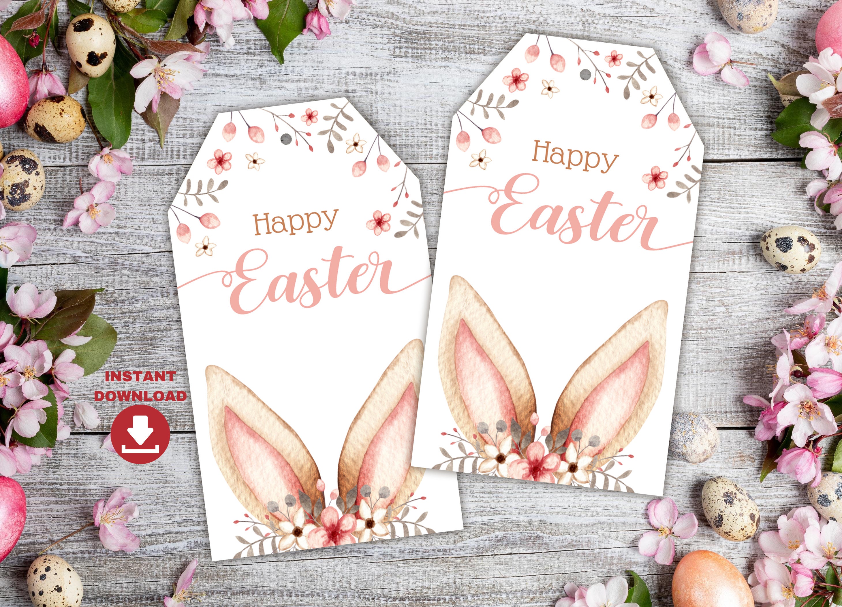 Easter Bunny Ears Printable Easter Gift Tags. Cute Easter - Etsy