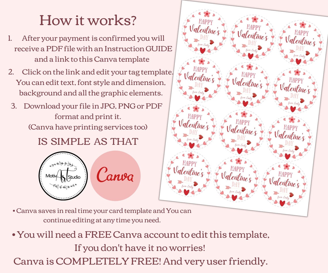 Editable Valentines Gift Tags Template. Printable Valentine Treat Tags ...