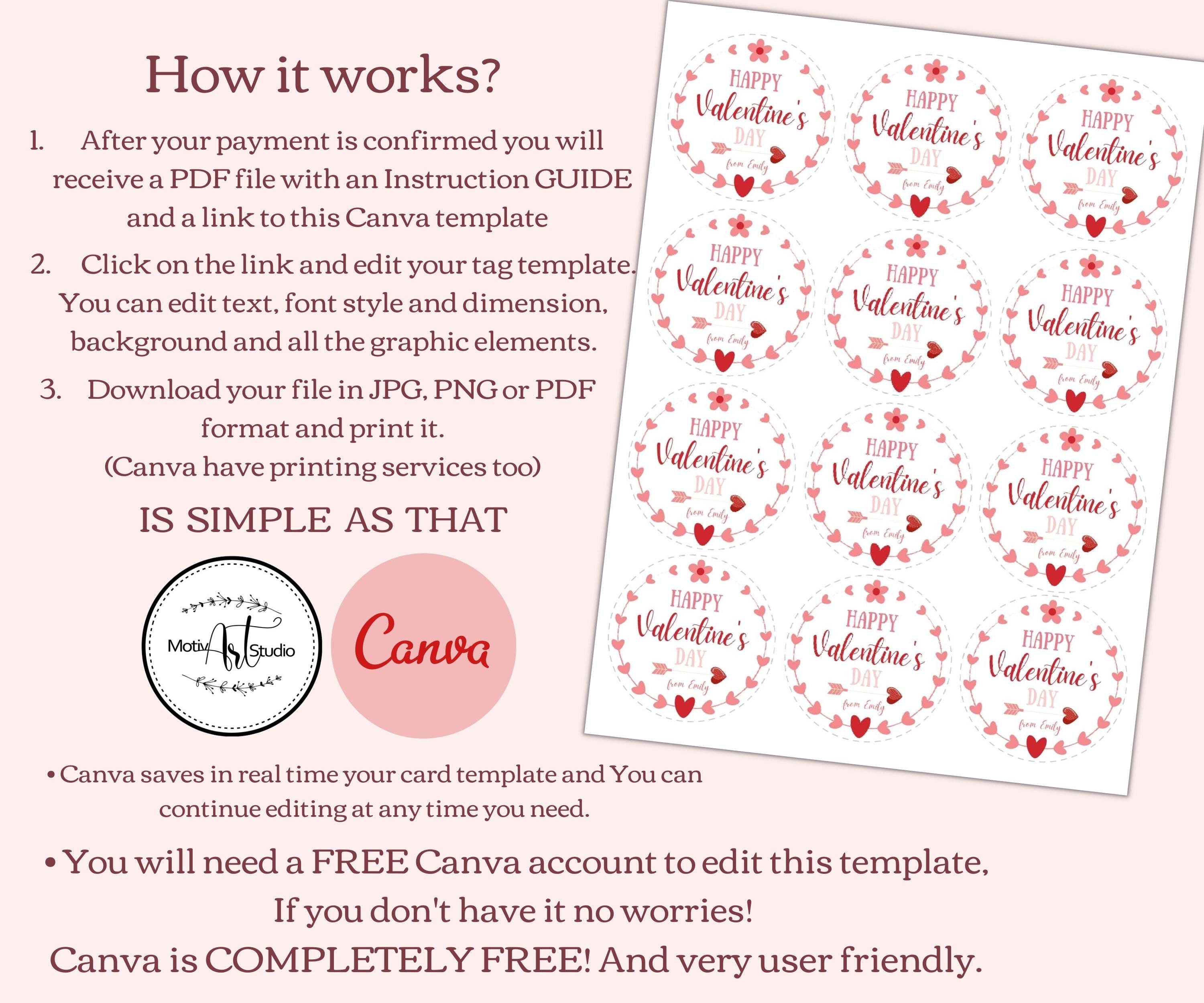 Editable Valentines Gift Tags Template. Printable Valentine Treat Tags ...