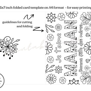 French Mothers Day Coloring Card for Kids. Carte Imprimable Bonne Fête ...