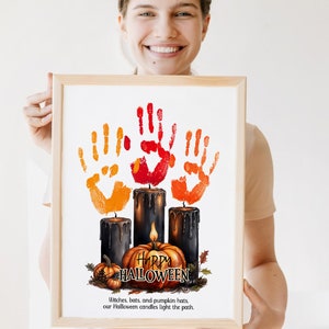 Halloween Handprint Art Instant Download. Printable Halloween Candle ...