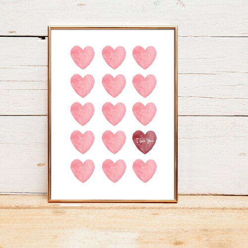 Heart Print Valentines Day Printable Art Pink Heart - Etsy