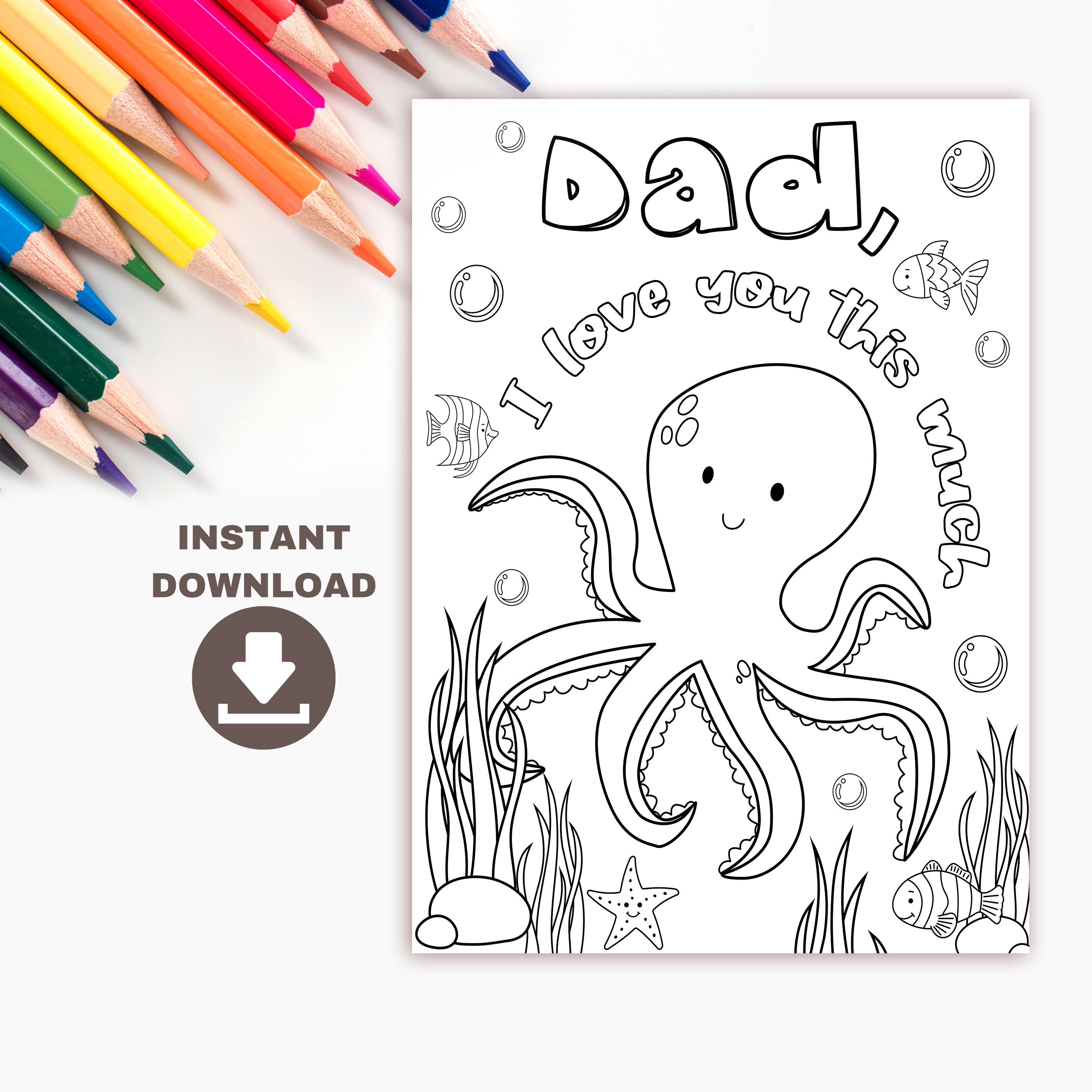 Dad Birthday Coloring Printable Card for Kids. Fathers Day - Etsy