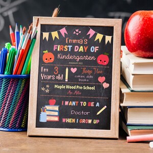 First Day of Preschool Editable Template for Girls. Back to School Sign ...