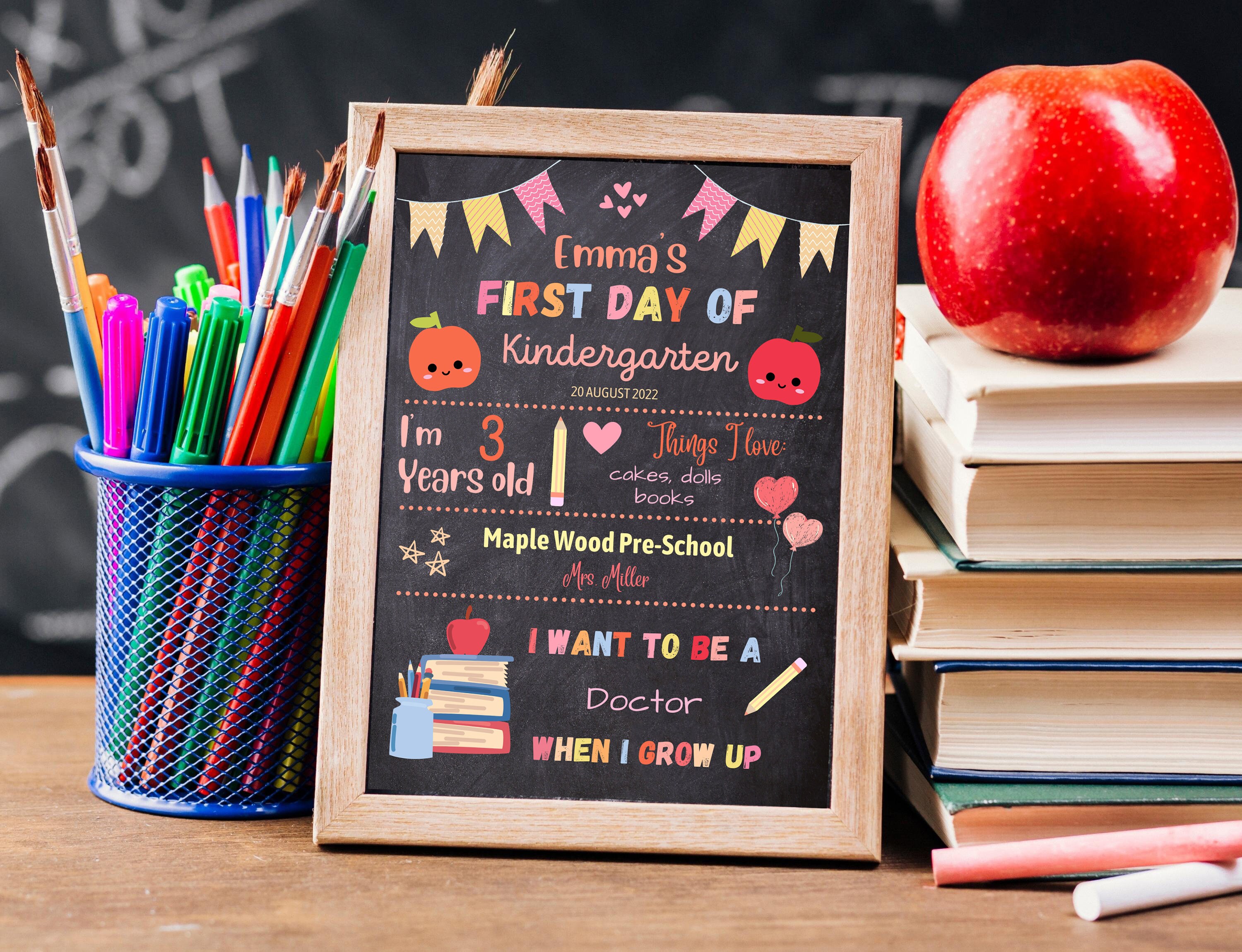 First Day of Preschool Editable Template for Girls. Back to - Etsy