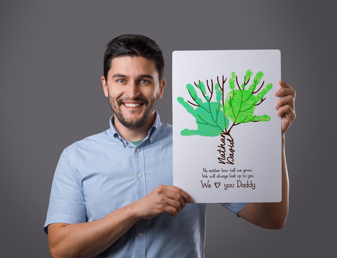 Personalized Handprint Tree Gift for Dad, Custom DIY Keepsake (digital ...