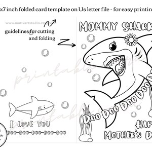 Mommy Shark Printable Mother's Day Coloring Card for Kids. Funny ...