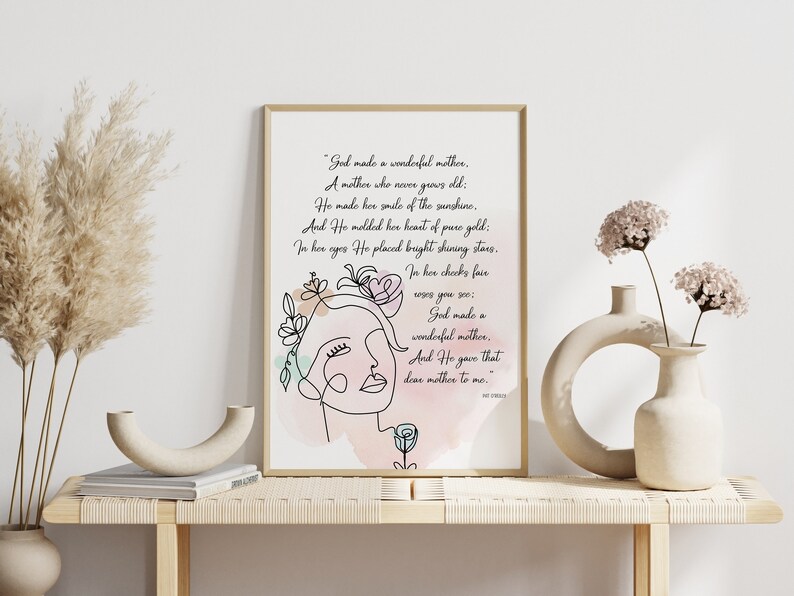 Wonderful Mother Poem for Mom. Printable Mother's Day Gift - Etsy