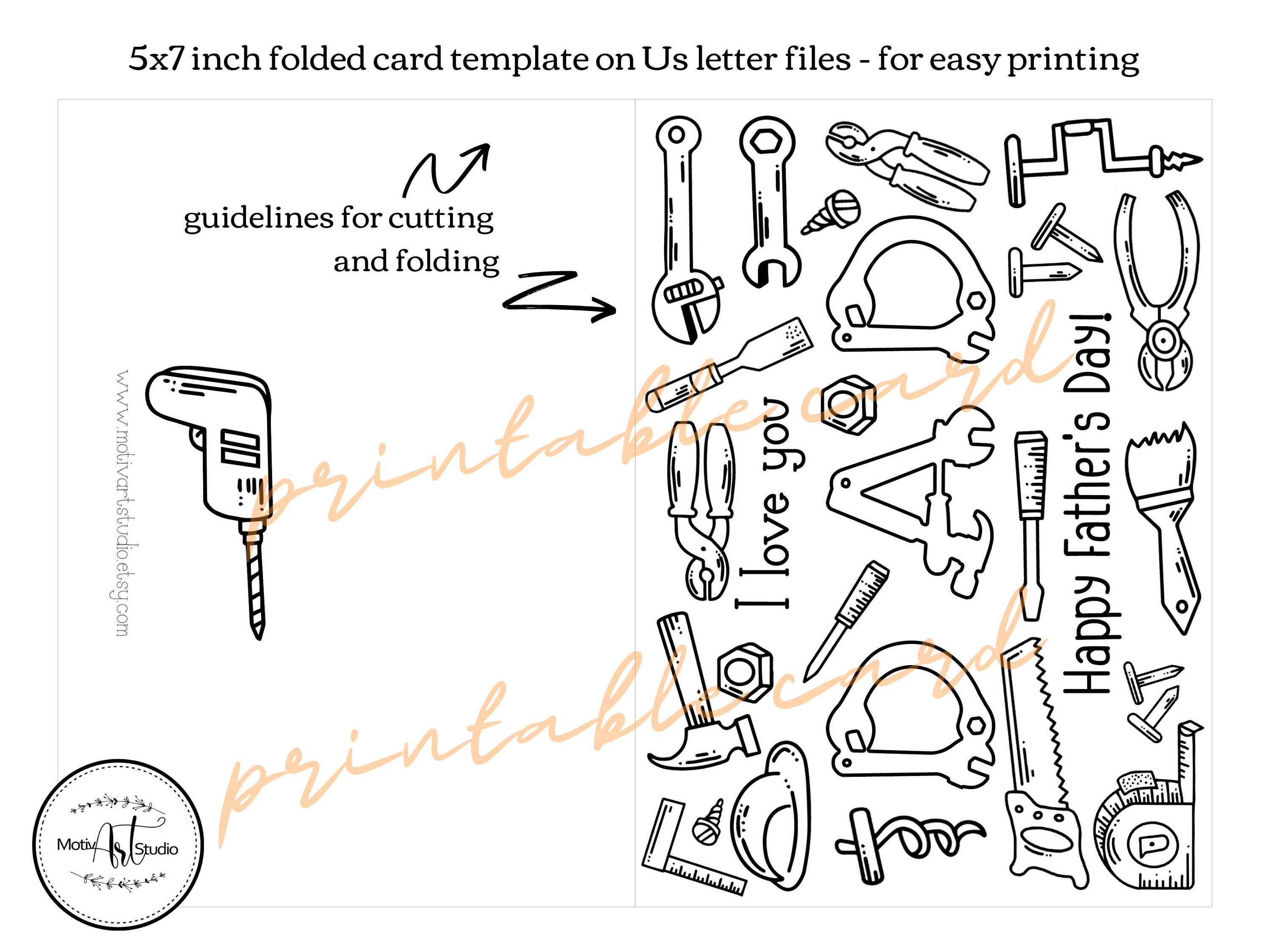 Printable Fathers Day Coloring Card for Kids Instant Download. - Etsy ...