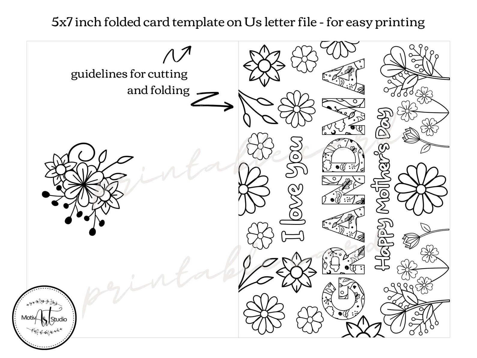 Grandma Printable Mothers Day Coloring Card for Kids. Mothers - Etsy