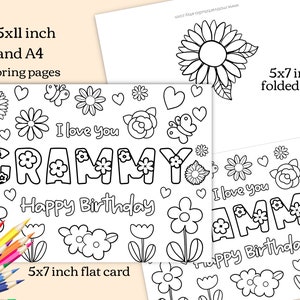 Coloring Grammy Birthday Card From Grandkids (digital Download) - Etsy