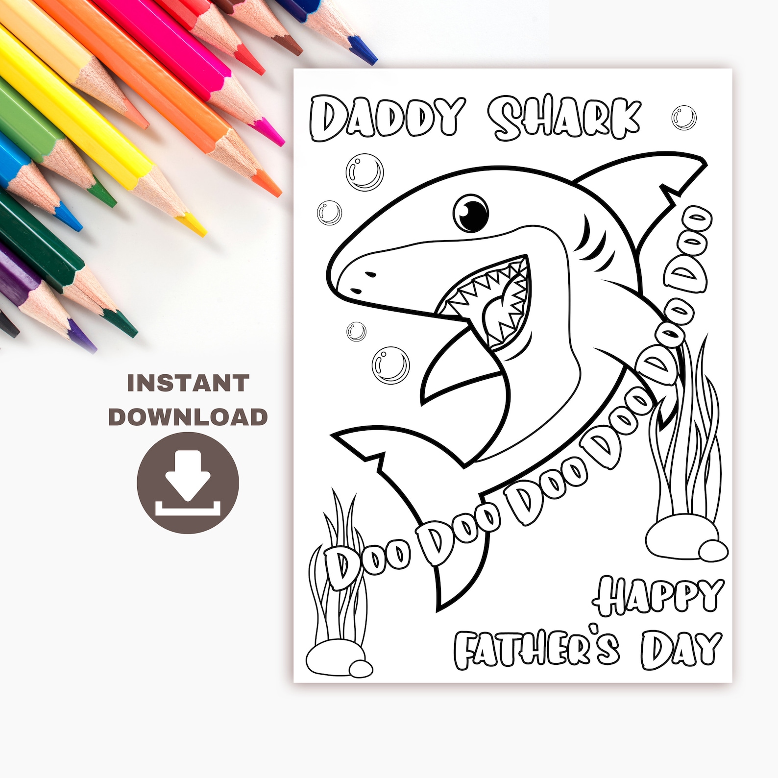 Daddy Shark Printable Father's Day Coloring Card for Kids. - Etsy Canada