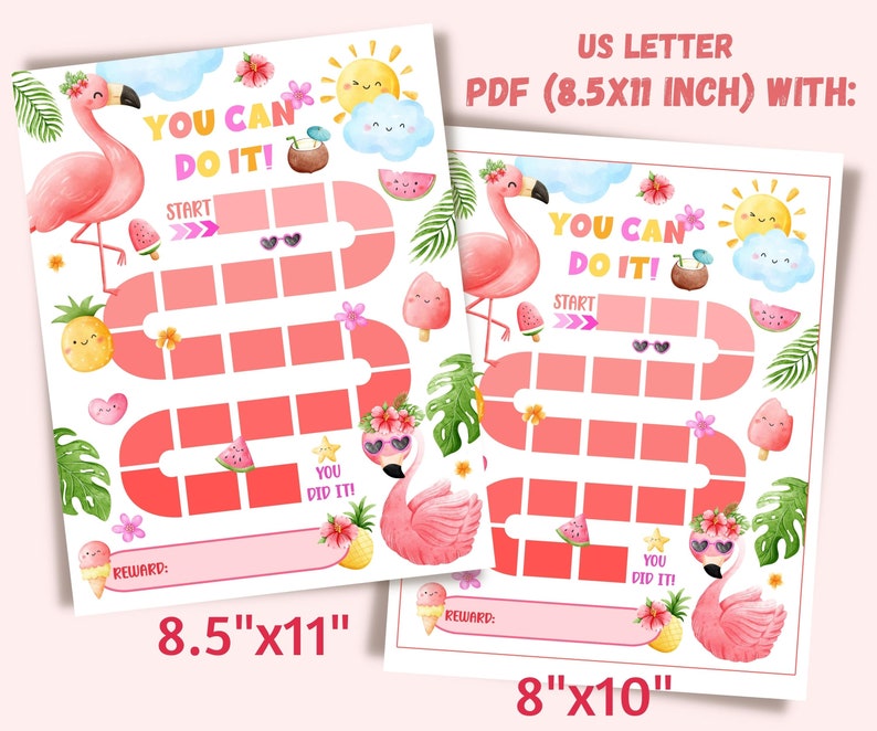 Flamingo Summer Reward Chart: Printable Chore Chart (digital Download ...