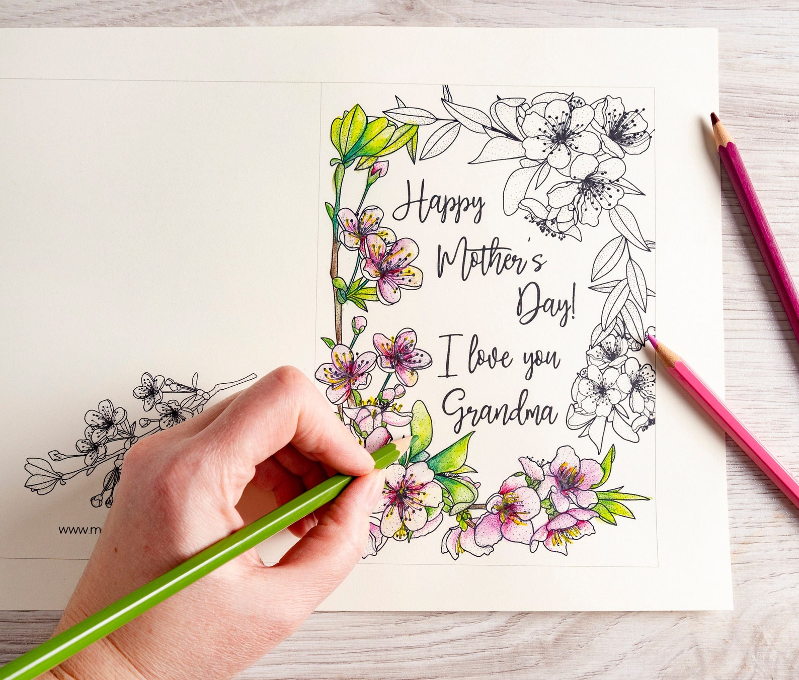 Color Your Own Mother's Day Card for Grandma. Printable Mothers Day ...