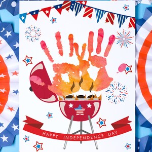 DIY 4th of July Handprint Art Activity for Kids. Printable Independence ...